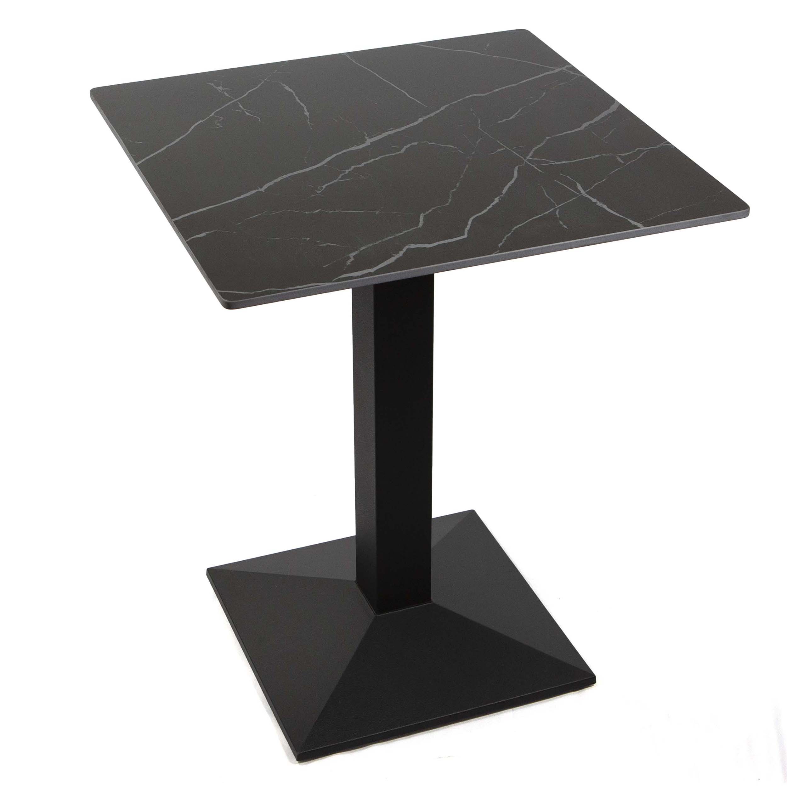 24 x 24" Sintered Stone Restaurant Cafe Table, Black Color Gray Veins ...