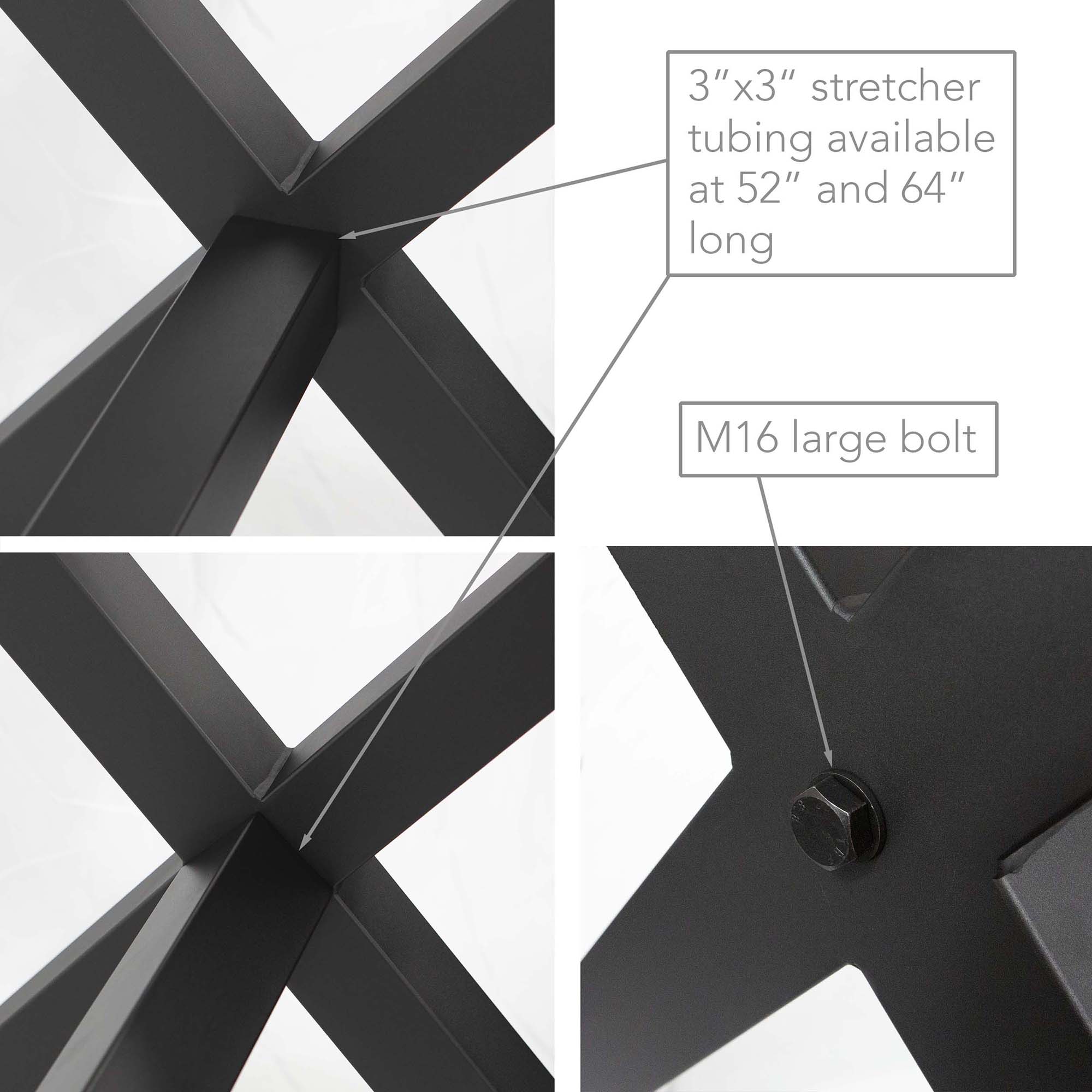 X-Shaped Dining Table Base w/Stretcher, #SS024 – Rusty Design Canada