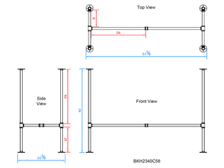 H40" x W23", Pipe Table Legs for Bar Height Dining Table, 1 Set, #BKH2 ...